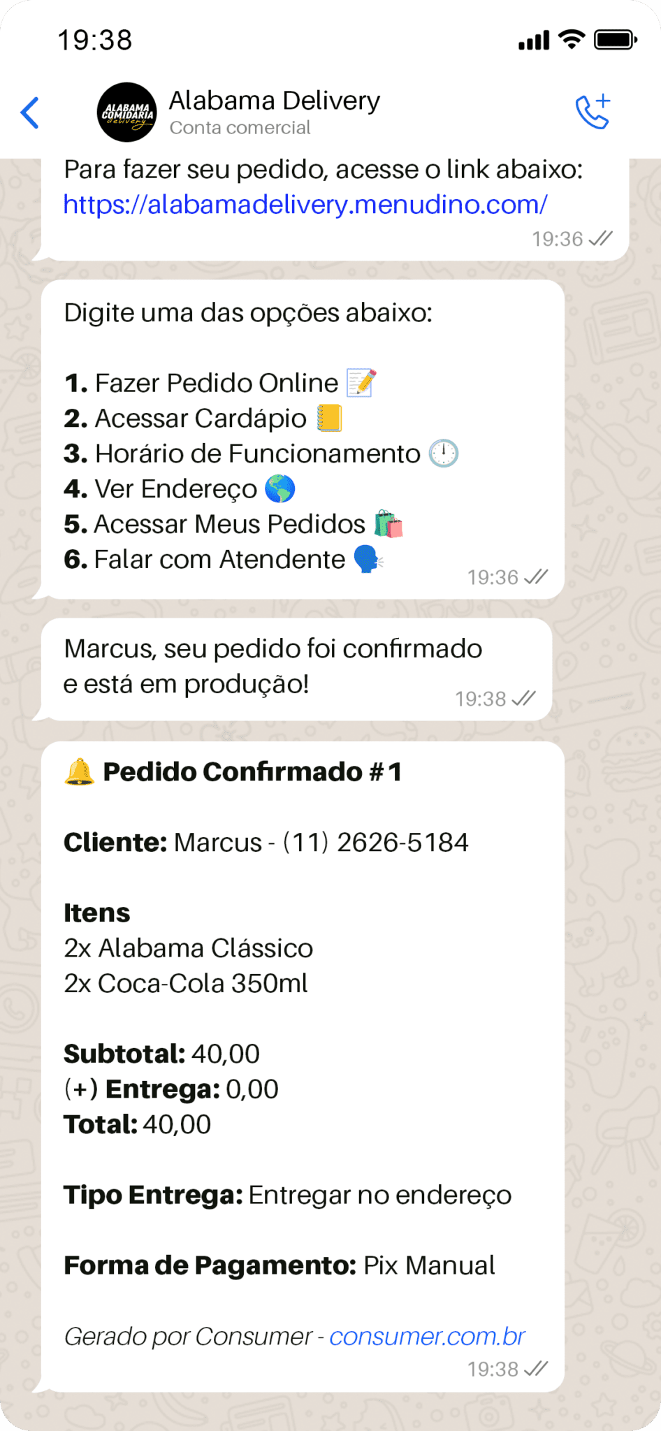 Consumer lança BOT do WhatsApp para Restaurantes